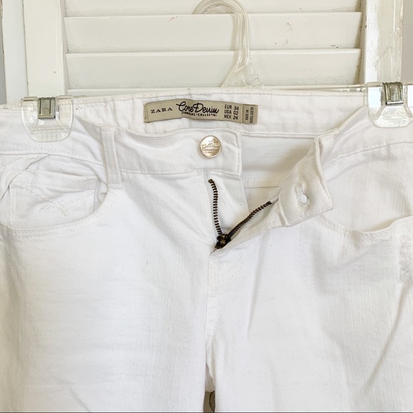 Zara | Pants & Jumpsuits | Euc Zara Core Denim White Trafaluc ...